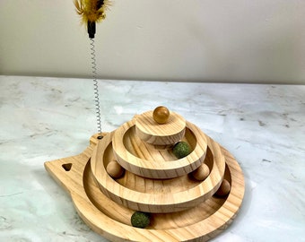 Cat Ball Batting Tower, Interactive Fluffy Toy Ball Cat Furniture, Gift ...