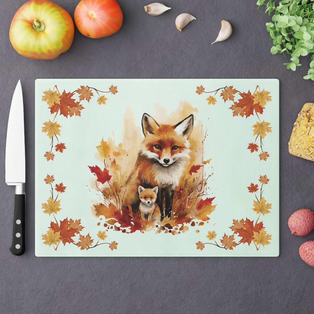 Fox Glass Cutting Board Red Fox Decor Gift for Her Housewarming Gift ...