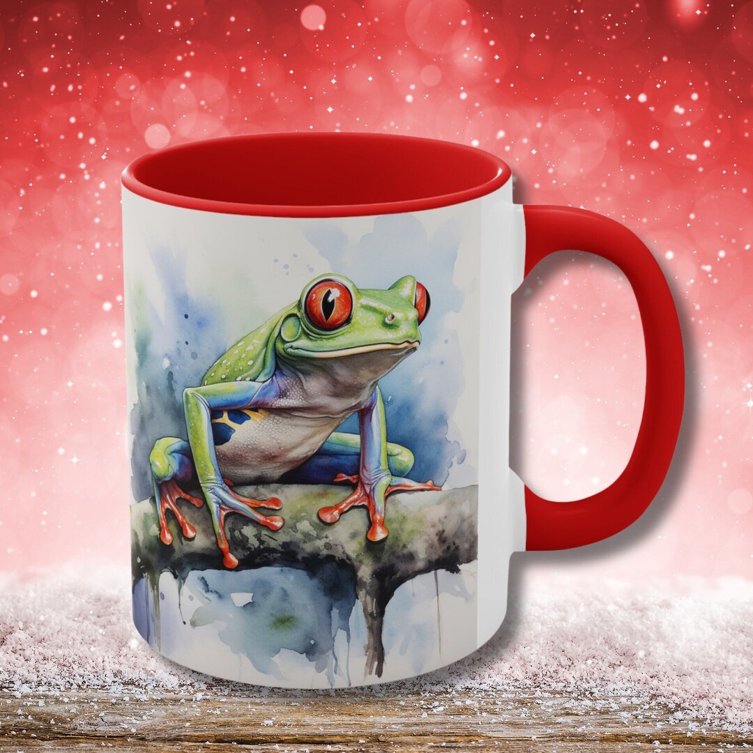 Frog Mug Tree Frog Gift for Her Coffee Mug Unique Gift Ceramic Mug Red ...
