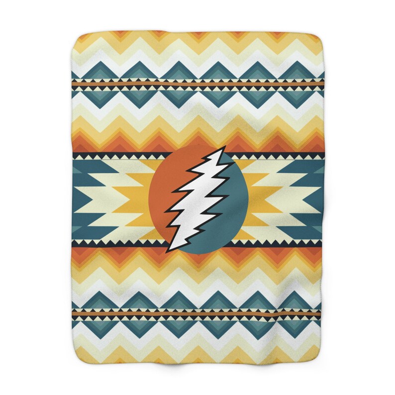Grateful Dead Aztec Fleece Blanket 13-point Lightning Bolt Design, Cozy ...