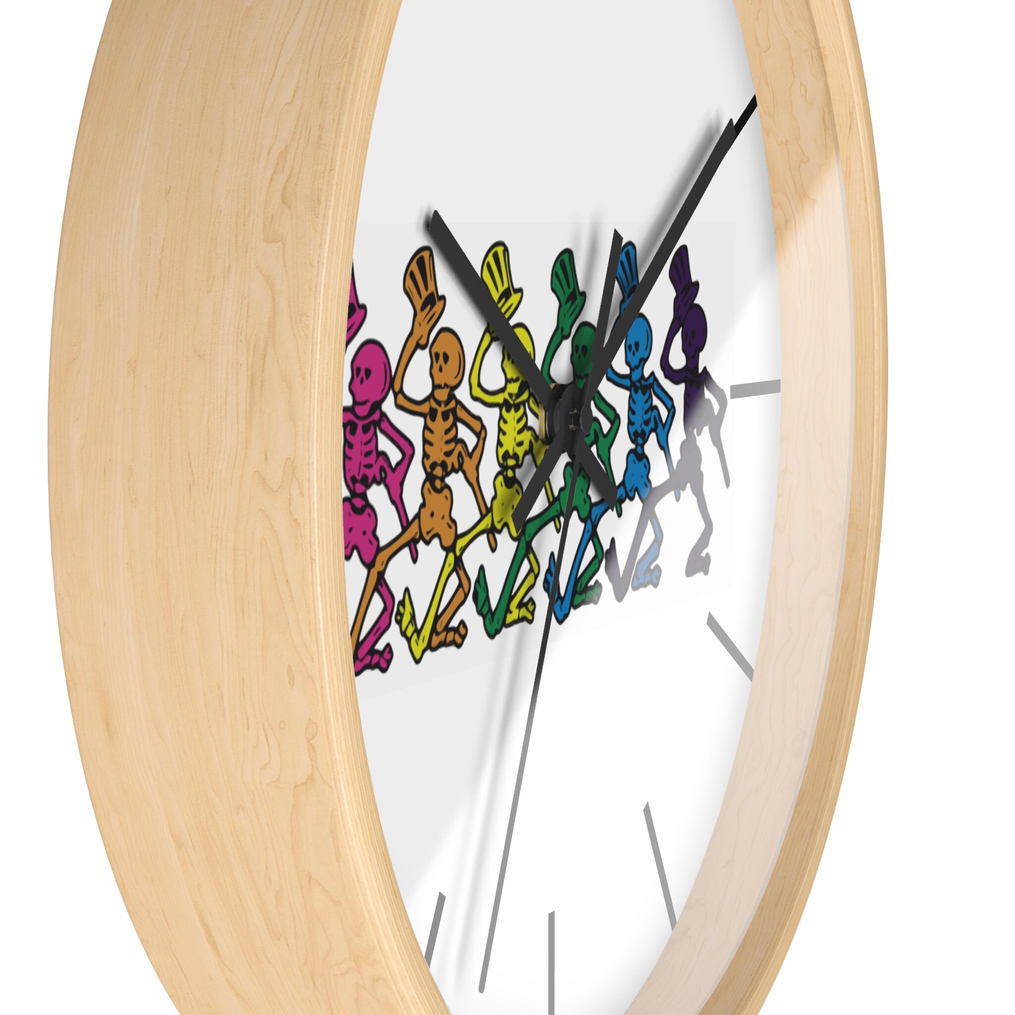 Grateful Dead Dancing Skeletons Clock Silent, Wooden Wall Clock for ...