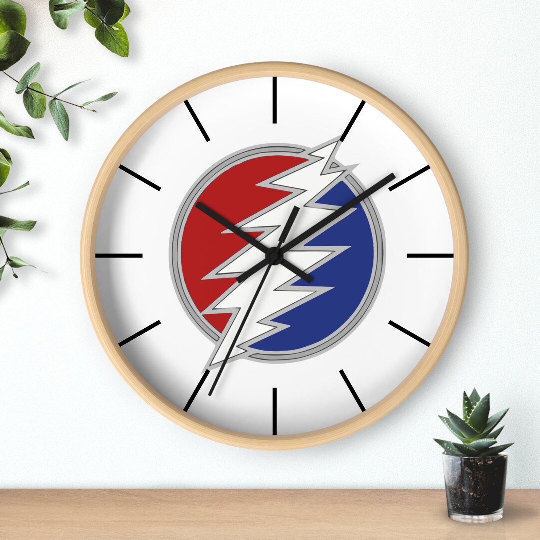 Grateful Dead & Dead and Company Lightning Bolt Clock Silent, Wooden ...