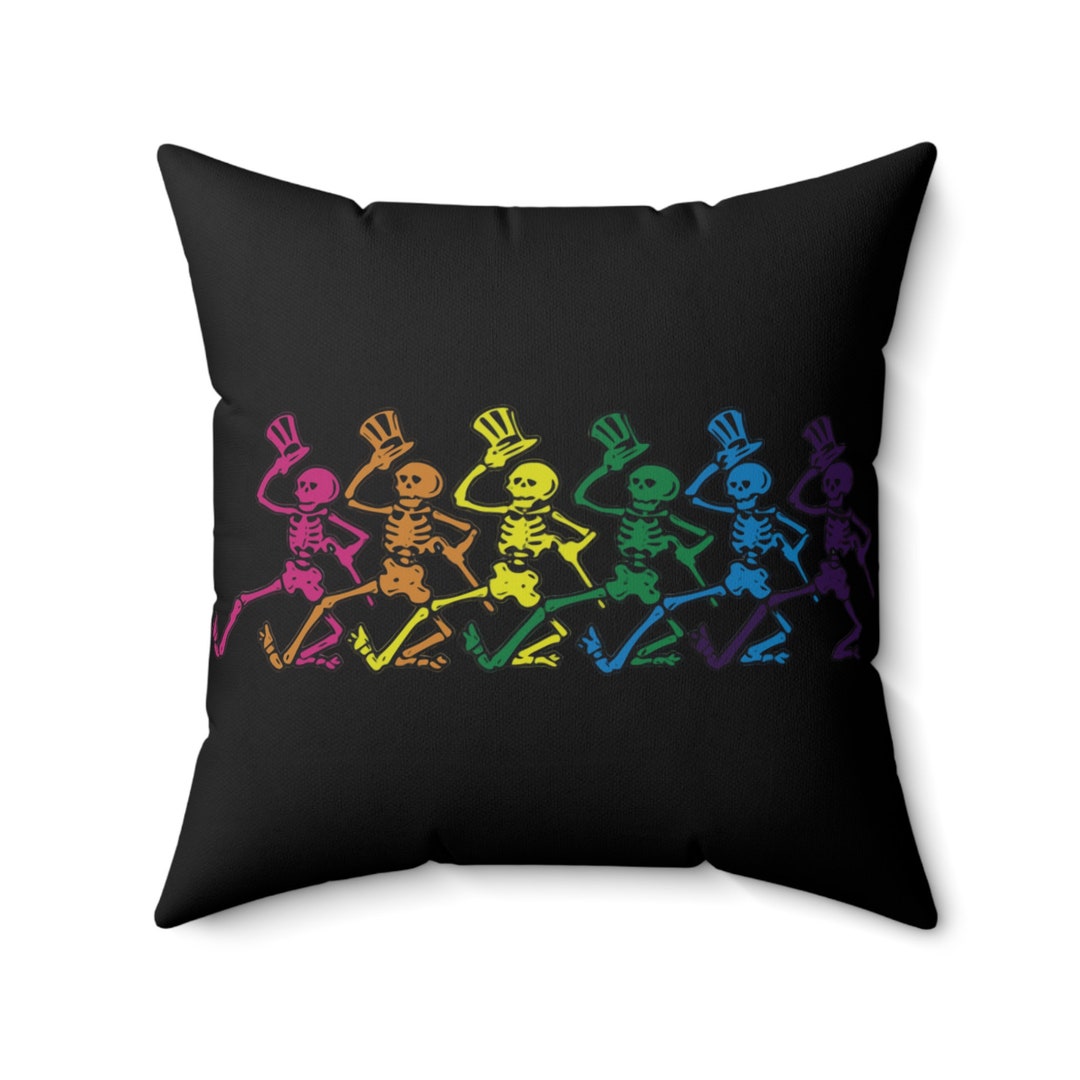 Grateful Dead Dancing Skeletons Pillow Multicolored Skeleton Decor on ...