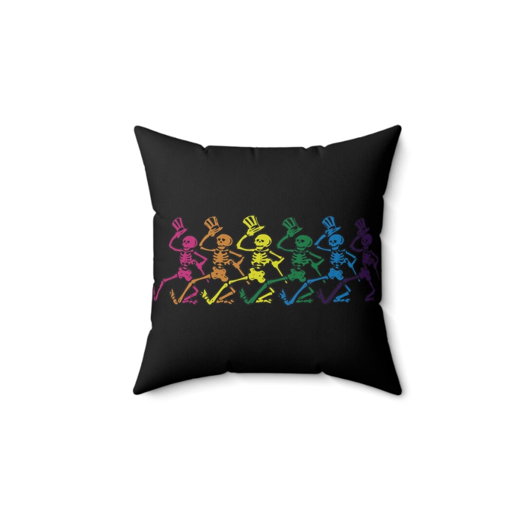 Grateful Dead Dancing Skeletons Pillow - Multicolored Skeleton Decor on ...