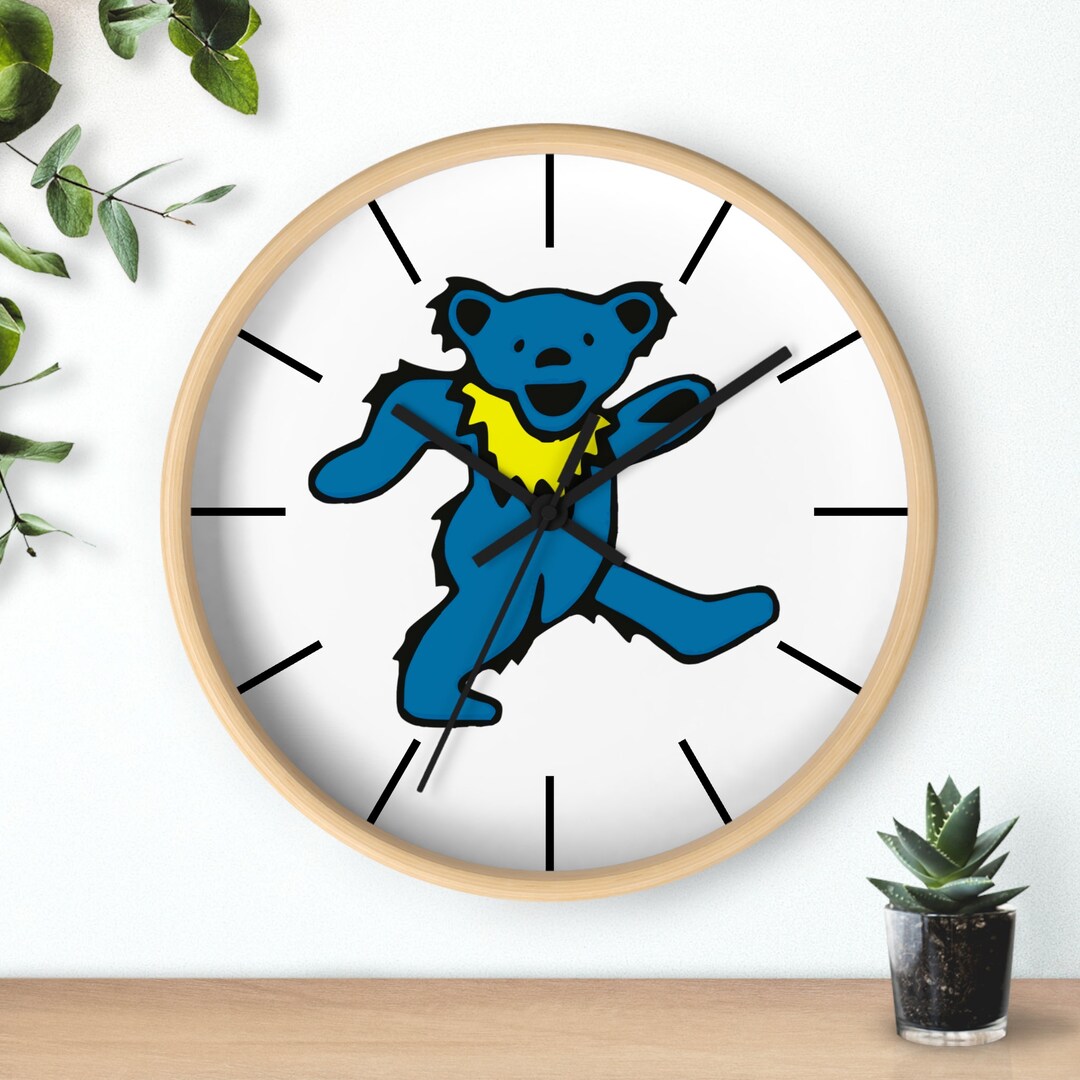 Grateful Dead Blue Bear Clock Silent Wall Clock With Dancing Bear ...