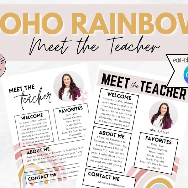 Rainbow Meet the Teacher - Etsy