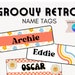 Retro Name Tags, Classroom Decor Elementary, Classroom Labels, Name Tag ...