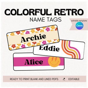 Retro Name Tags, Classroom Decor Elementary, Classroom Labels, Name Tag ...