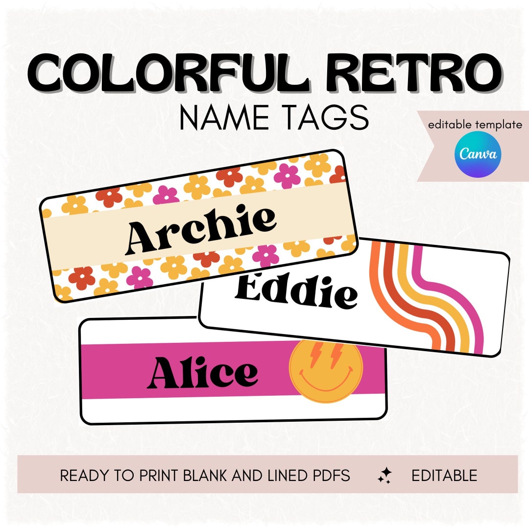 Retro Name Tags, Classroom Decor Elementary, Classroom Labels, Name Tag ...