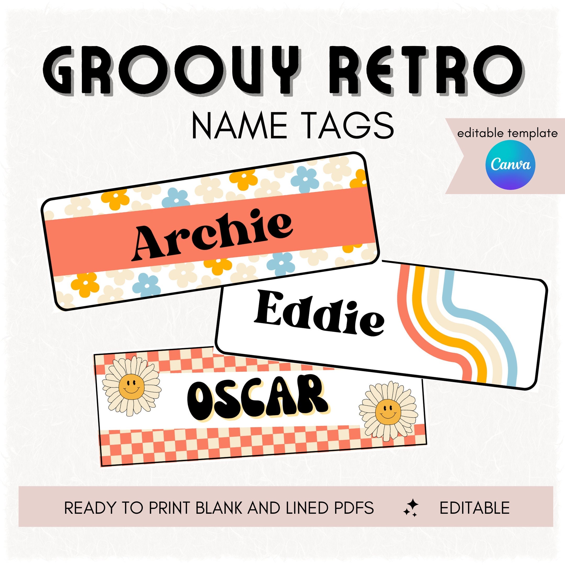 Retro Name Tags, Classroom Decor Elementary, Classroom Labels, Name Tag ...