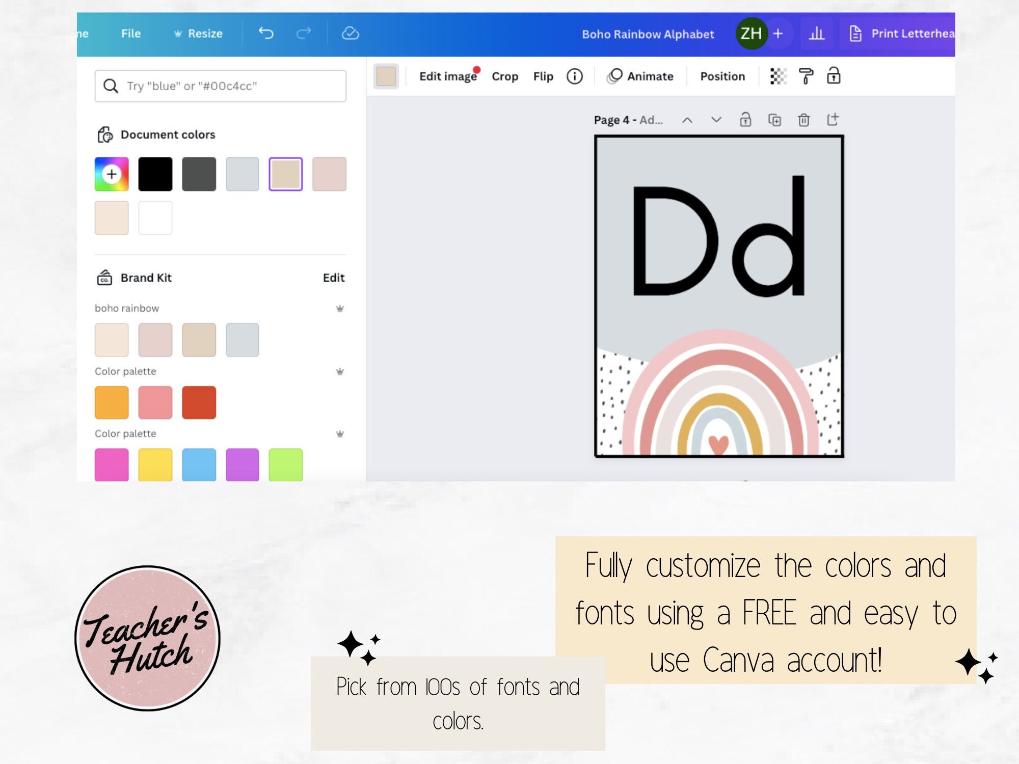 Boho Rainbow Alphabet Posters, Modern Boho Rainbow, Classroom Decor ...