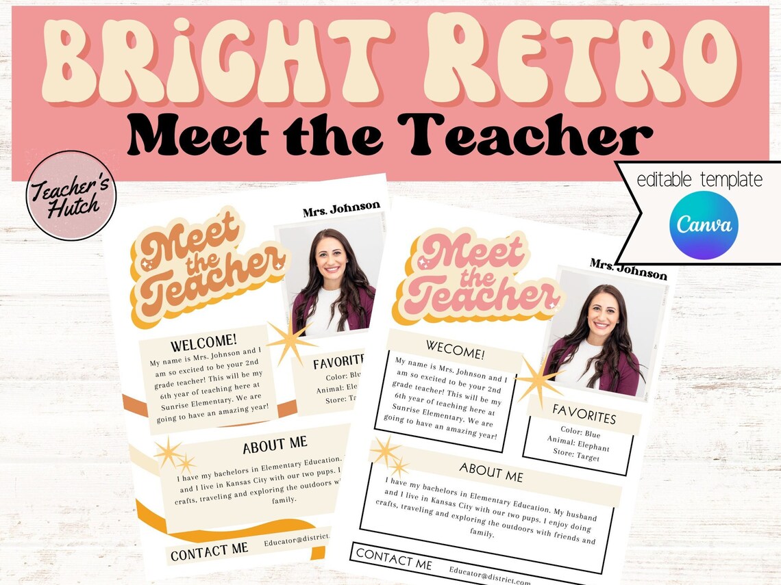 Retro Meet the Teacher Template, Back to School, Meet the Teacher ...
