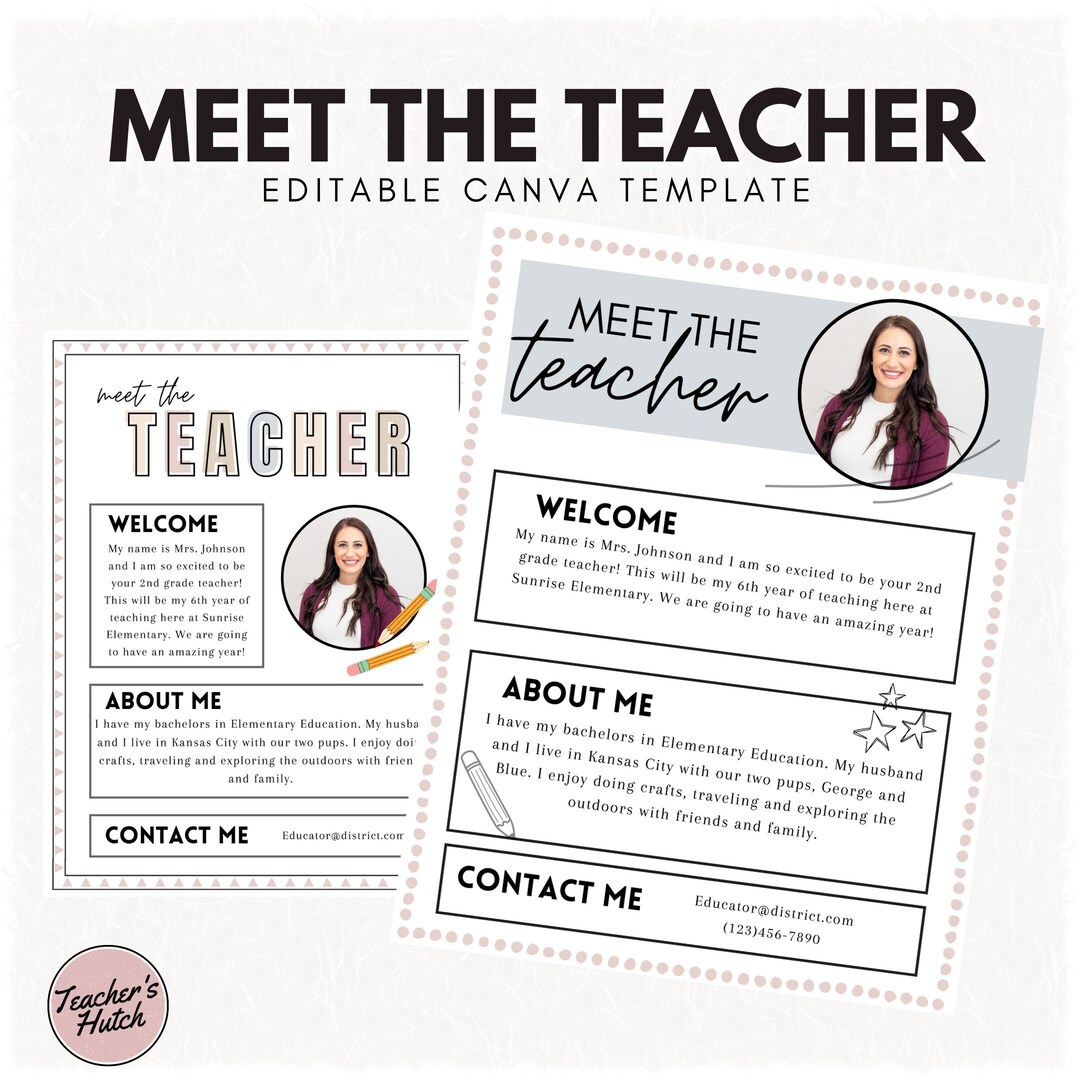 Editable Meet the Teacher, Neutral Meet the Teacher Template, Neutral ...