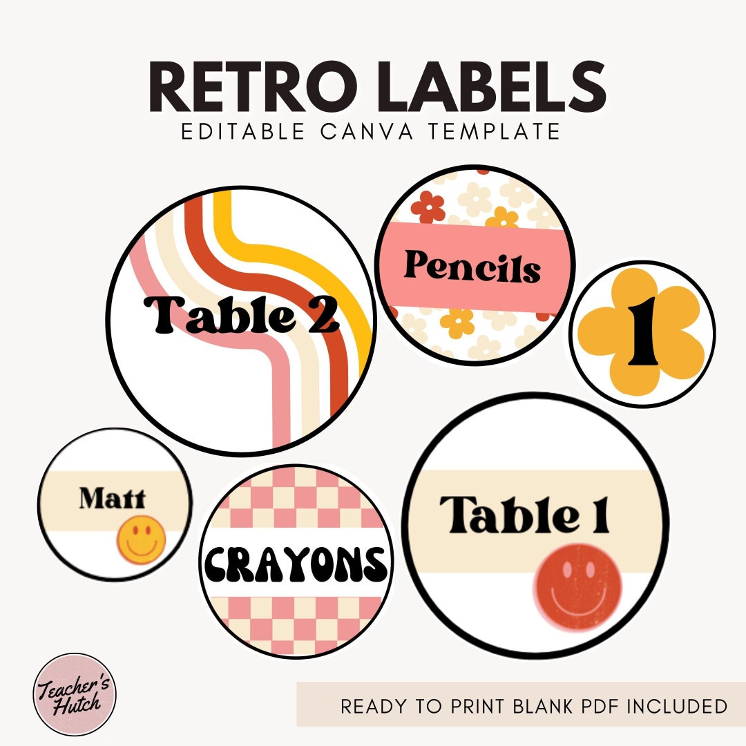 Classroom Labels, Retro Classroom Labels, Retro Classroom Decor, Groovy ...