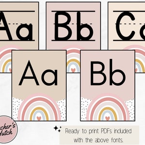 Boho Rainbow Alphabet Posters, Modern Boho Rainbow, Classroom Decor ...