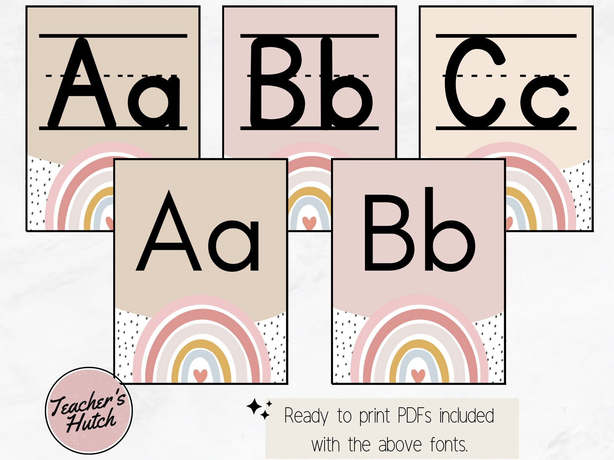 Boho Rainbow Alphabet Posters, Modern Boho Rainbow, Classroom Decor ...