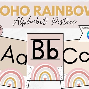 Boho Rainbow Alphabet Posters, Modern Boho Rainbow, Classroom Decor ...