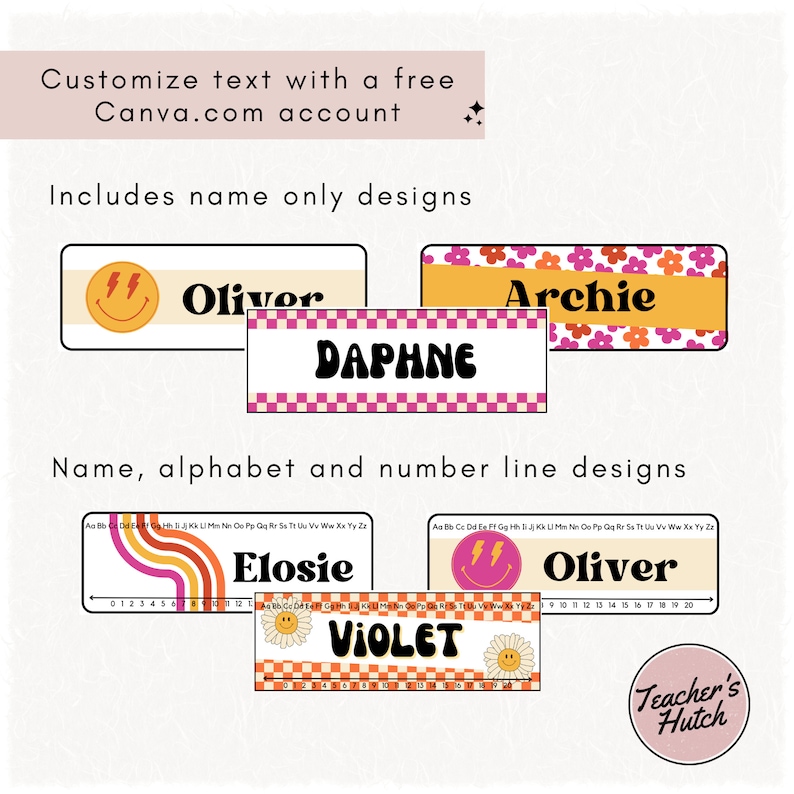 Retro Name Tags, Classroom Decor Elementary, Classroom Labels, Name Tag ...