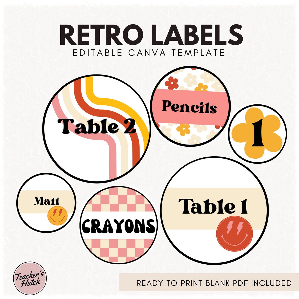 Classroom Labels, Retro Classroom Labels, Retro Classroom Decor, Groovy ...