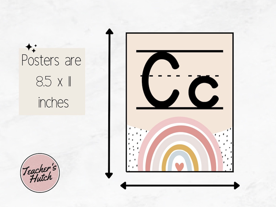 Boho Rainbow Alphabet Posters, Modern Boho Rainbow, Classroom Decor ...