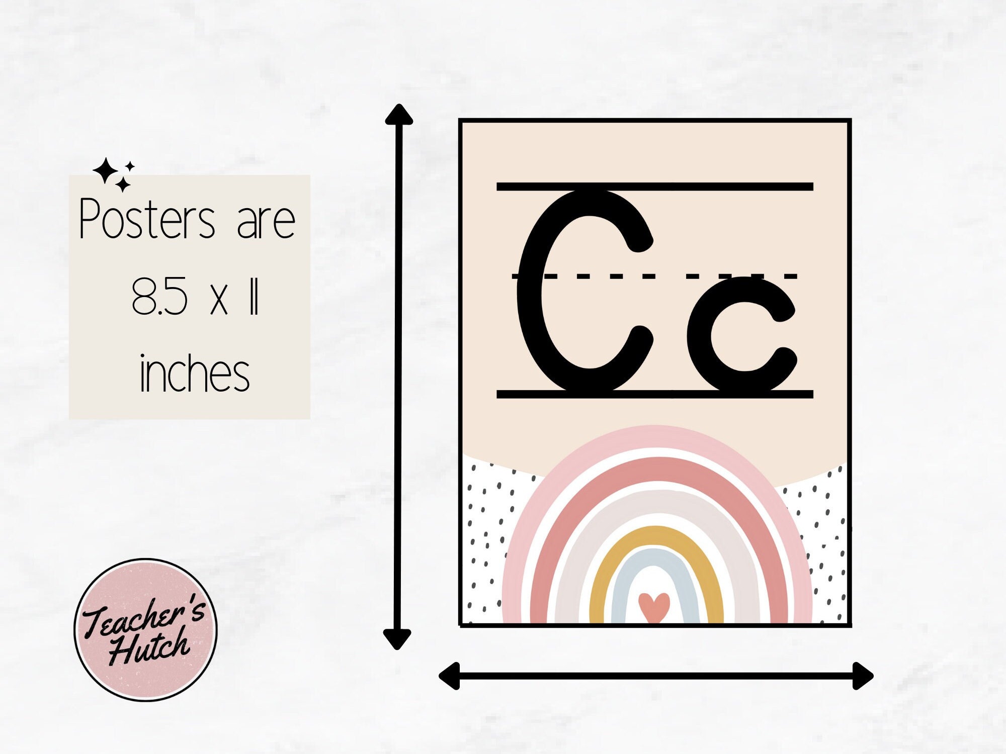 Boho Rainbow Alphabet Posters, Modern Boho Rainbow, Classroom Decor ...