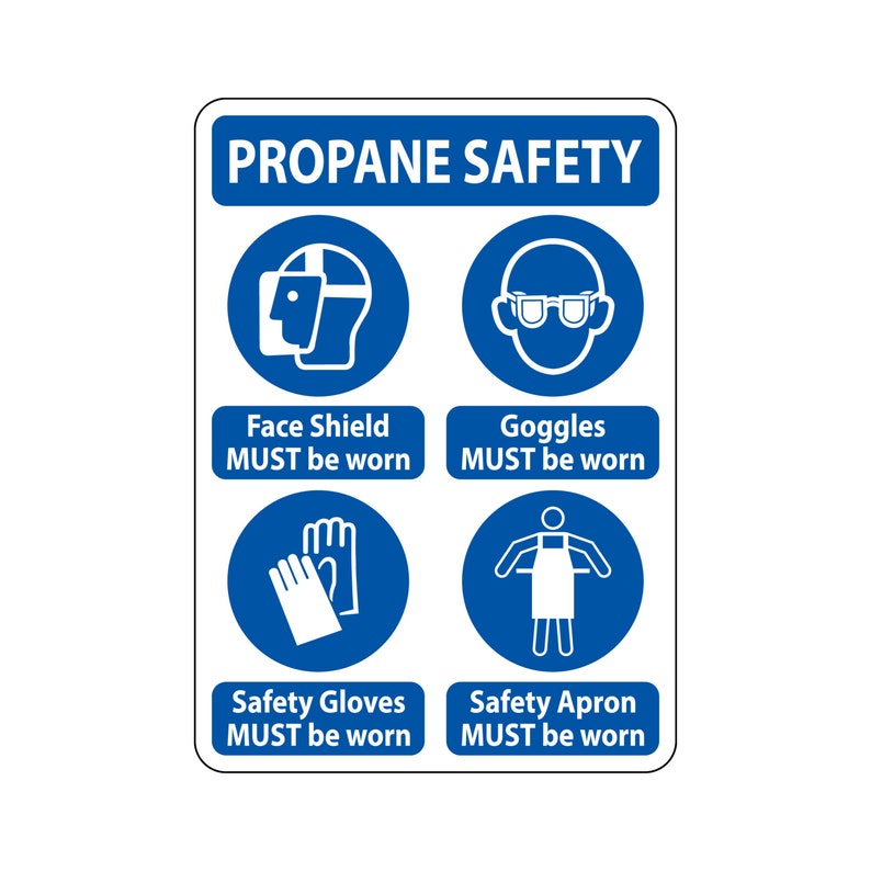 Propane Safety PPE Signs Collection, Danger, Caution, Warning, Hazard ...