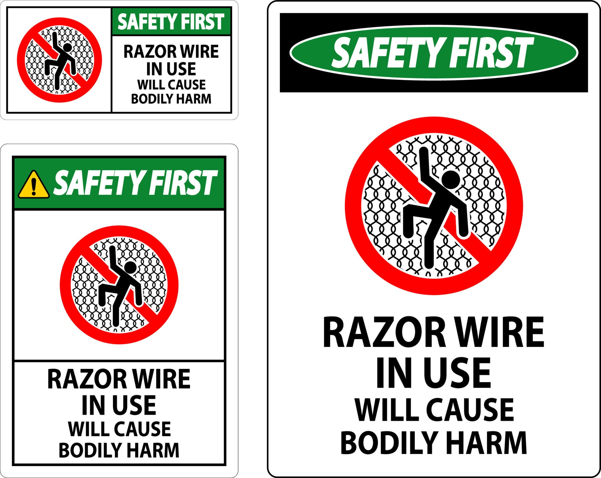 Razor Wire Sign, Danger, Caution, Warning, Hazard, Health & Safety Sign ...