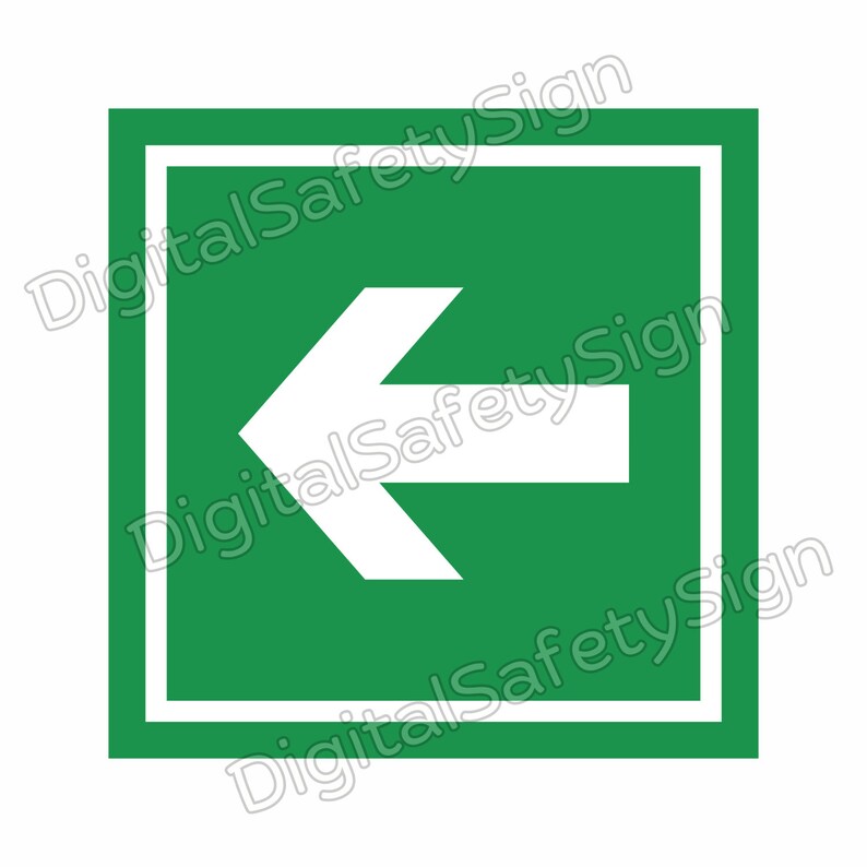 Left Fire Exit Arrow Sign, Danger, Caution, Warning, Hazard, Health ...