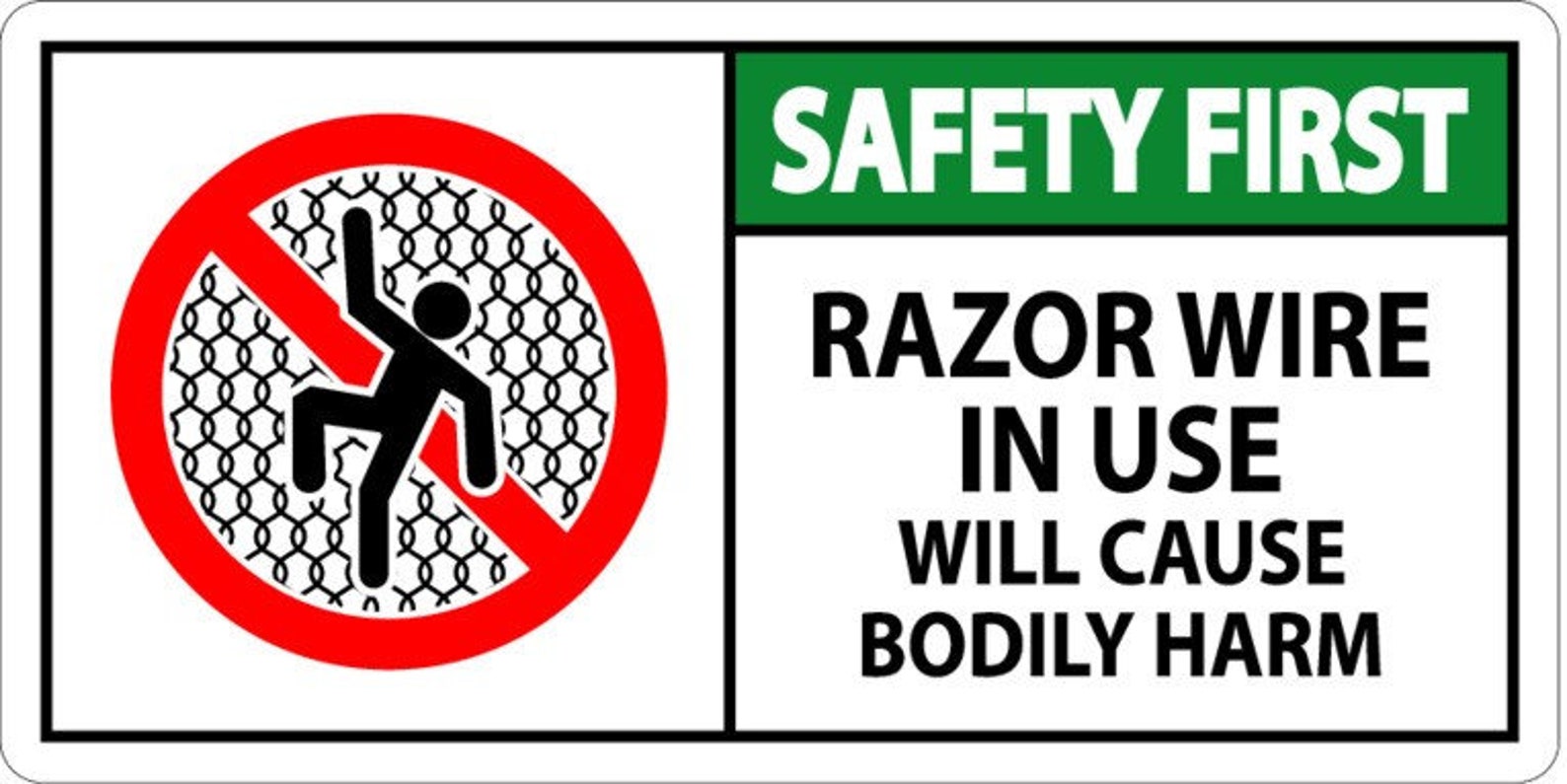Razor Wire Sign, Danger, Caution, Warning, Hazard, Health & Safety Sign ...