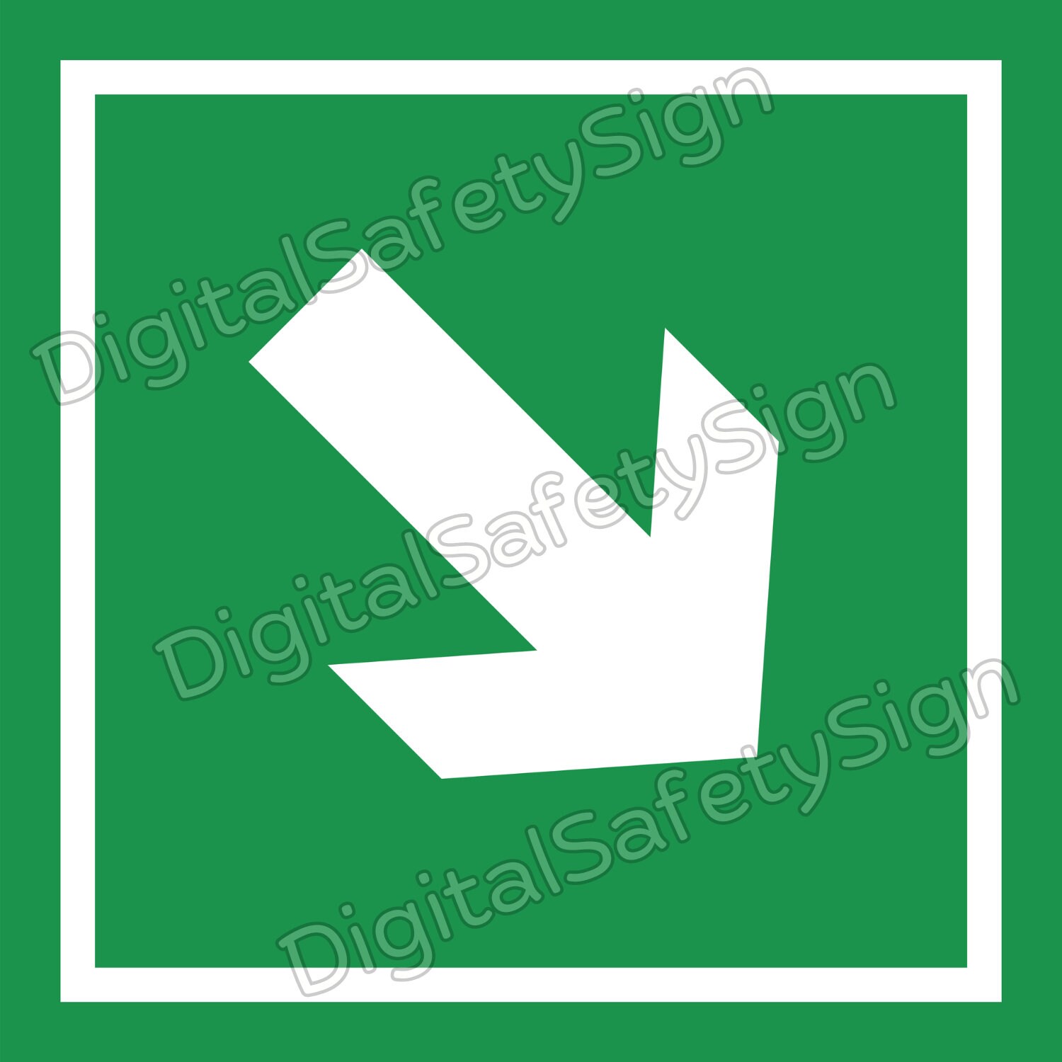 Down and Right Fire Exit Arrow Sign, Danger, Caution, Warning, Hazard ...