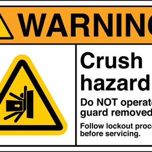 Crush Hazard Sign, Danger, Caution, Warning, Hazard, Health & Safety ...