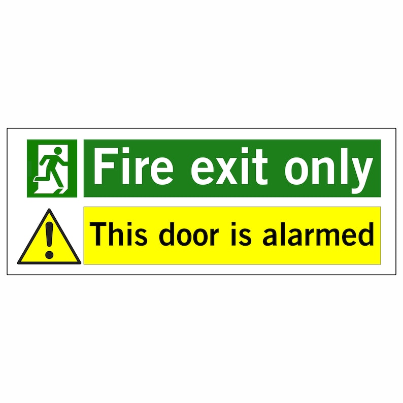Fire Exit This Door is Alarmed Sign, Danger, Caution, Warning, Hazard ...