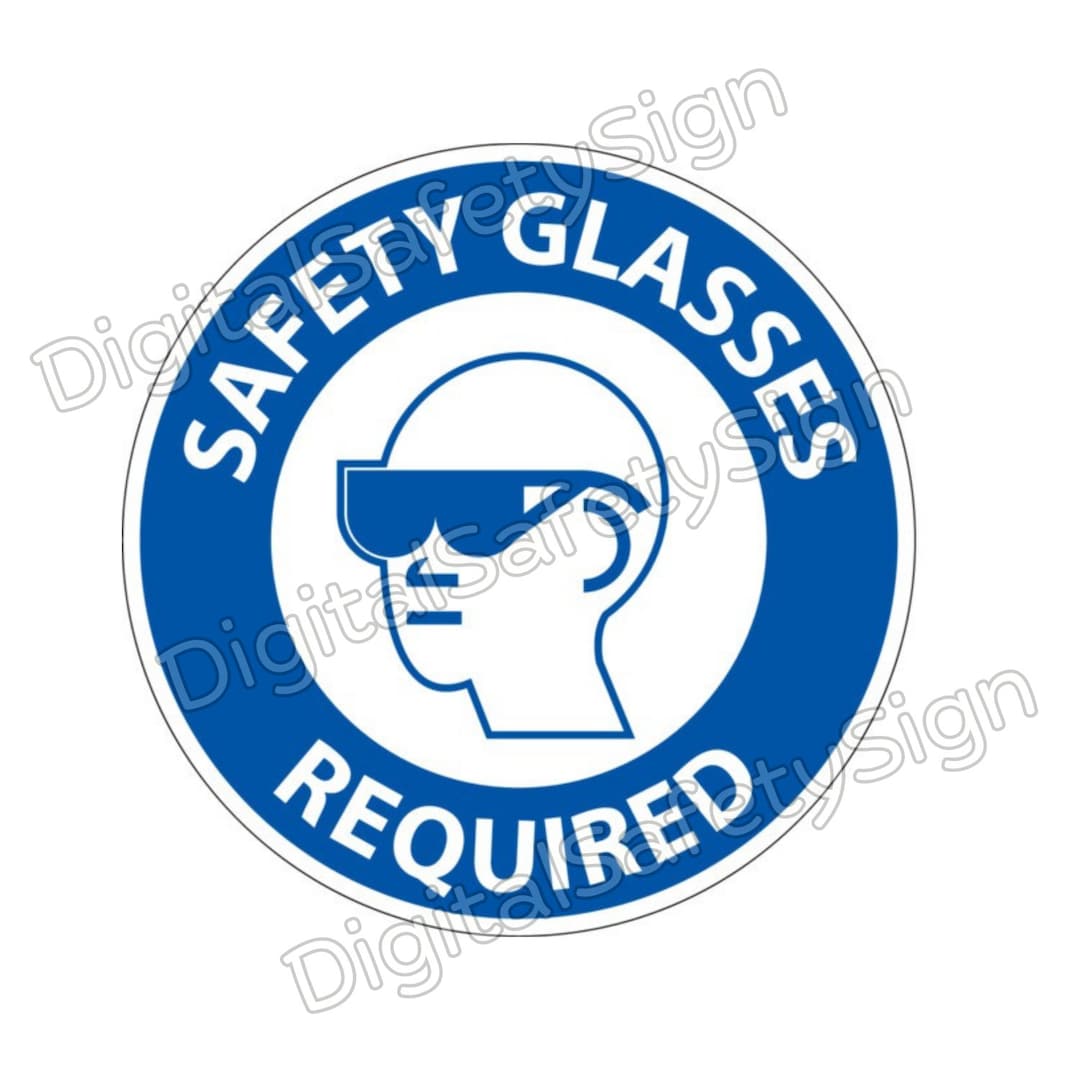 Safety Glasses Required Signs Collection, Danger, Caution, Warning ...