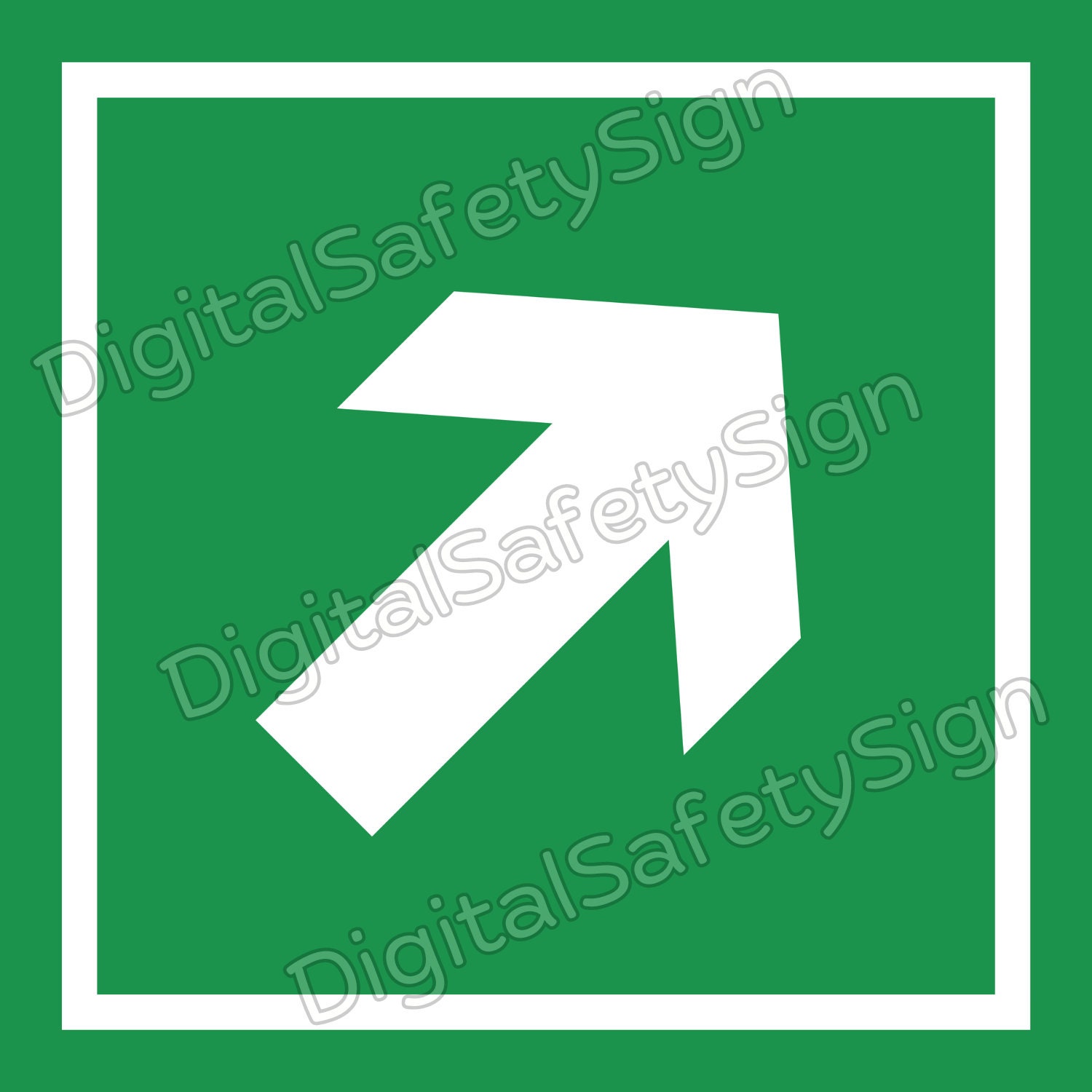 Up and Right Fire Exit Arrow Sign, Danger, Caution, Warning, Hazard ...