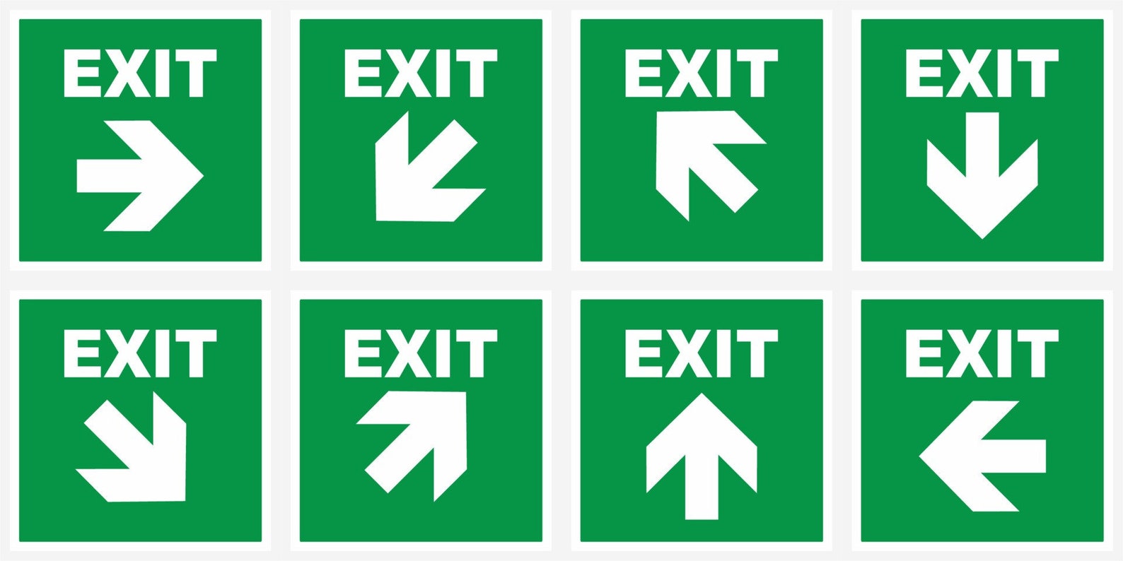 Fire Exit Arrow Signs Collection, Danger, Caution, Warning, Hazard ...