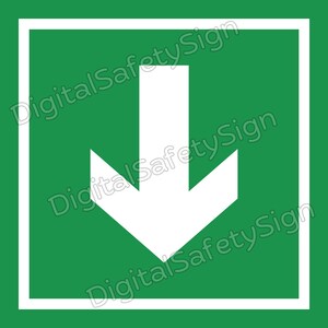 Down Fire Exit Arrow Sign, Danger, Caution, Warning, Hazard, Health ...