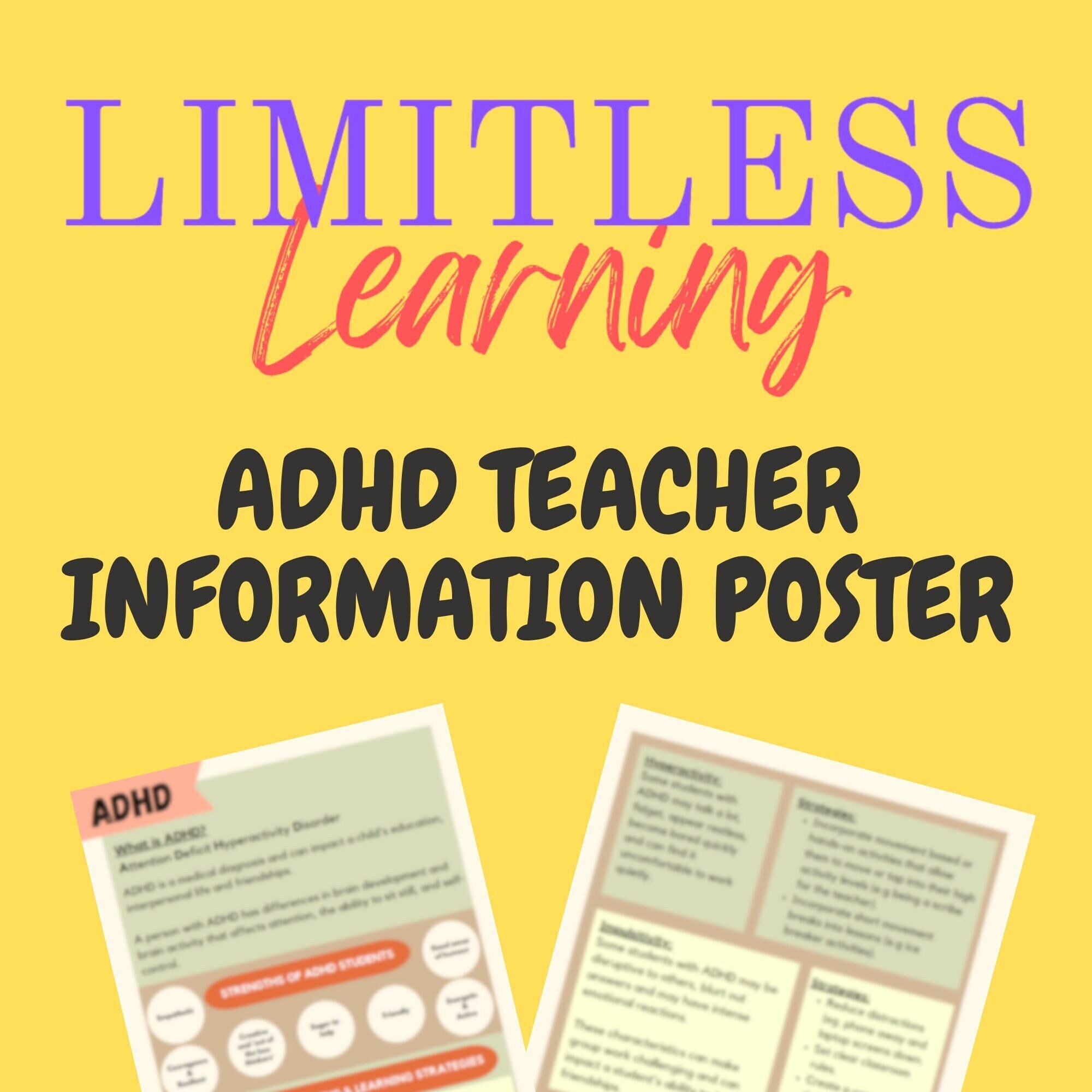 ADHD Educational Poster and Information Sheet Perfect for Teachers and ...