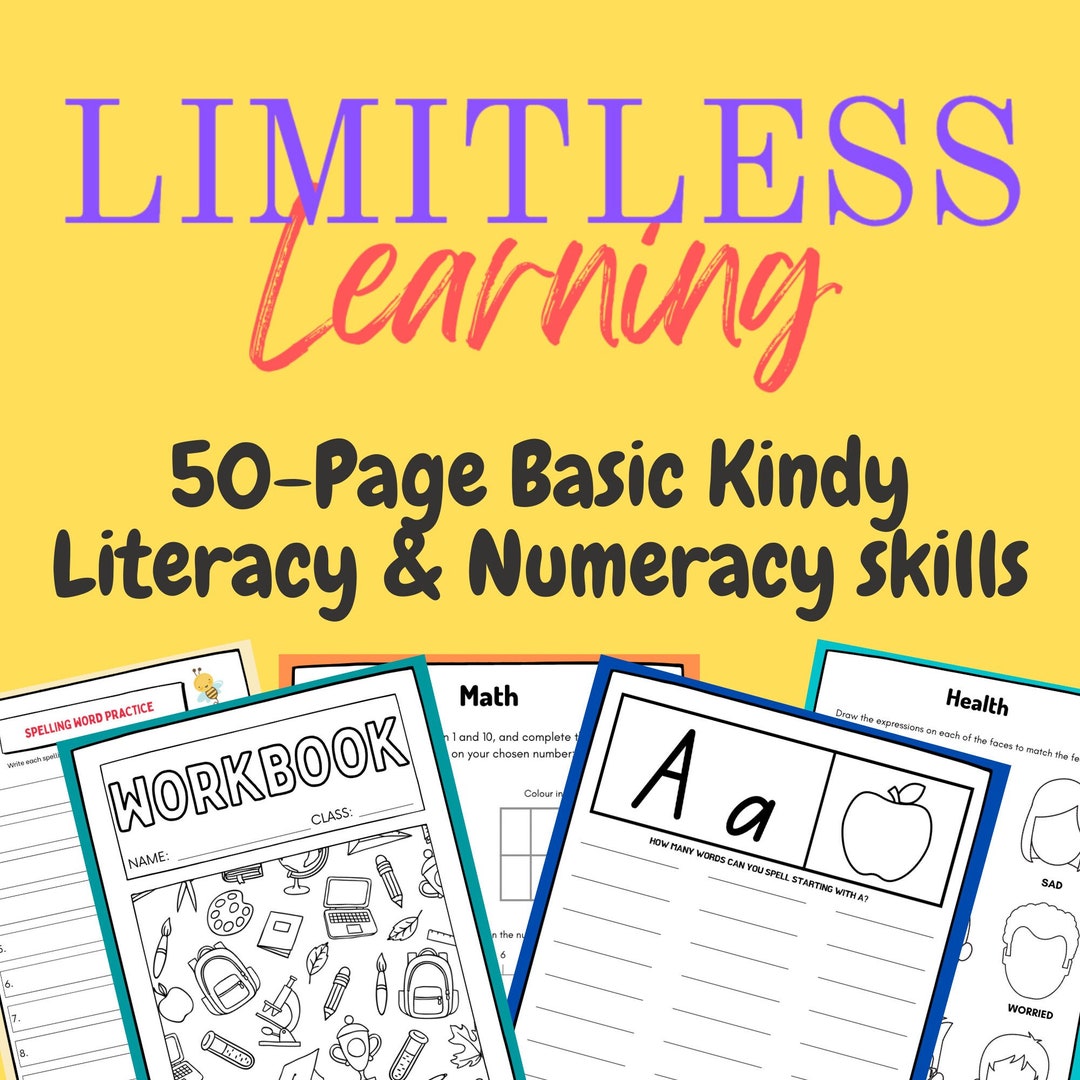 50-page Basic Kindy Literacy & Numeracy Skills Workbook || Abcs Maths ...