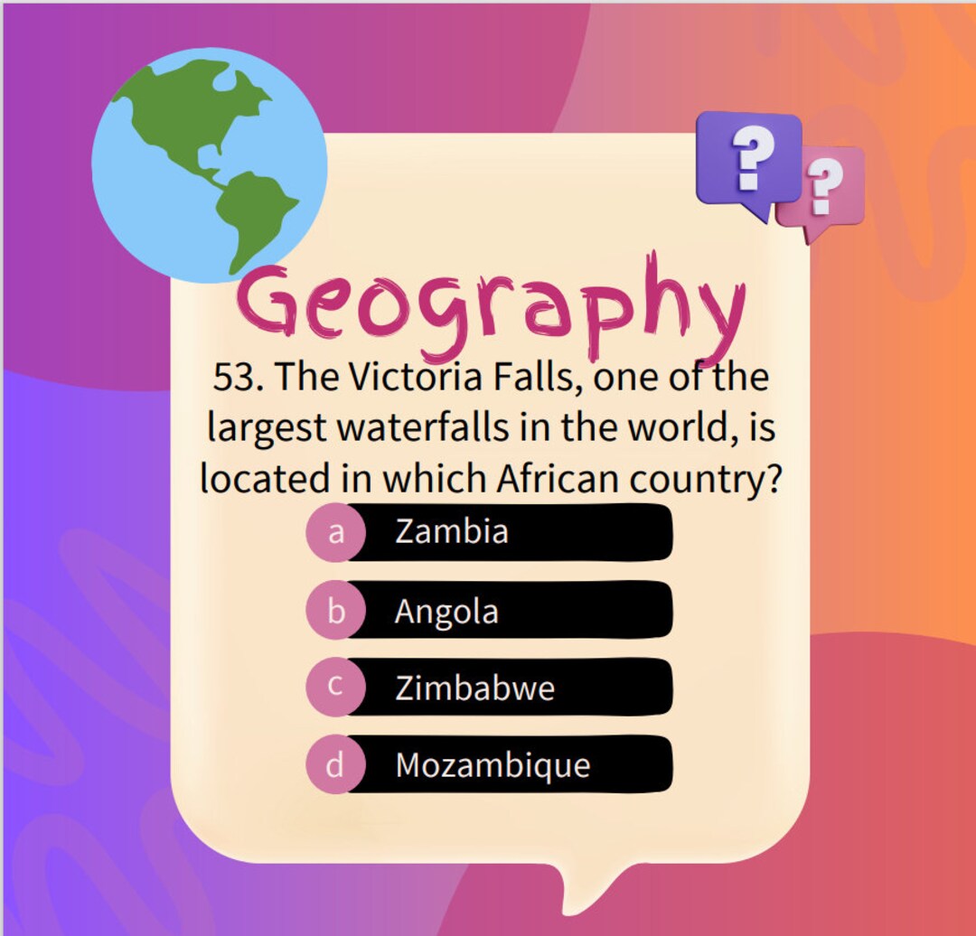 Geography - 100 Trivia Questions - Etsy