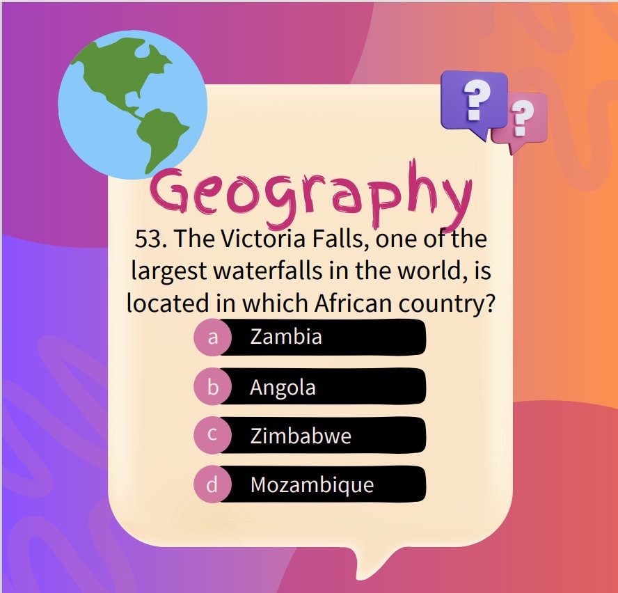 Geography - 100 Trivia Questions - Etsy