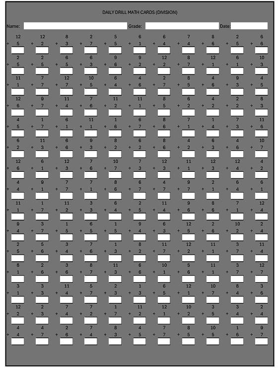 Multiplication Drill Worksheets – Homeschool Math Practice (PDF ...