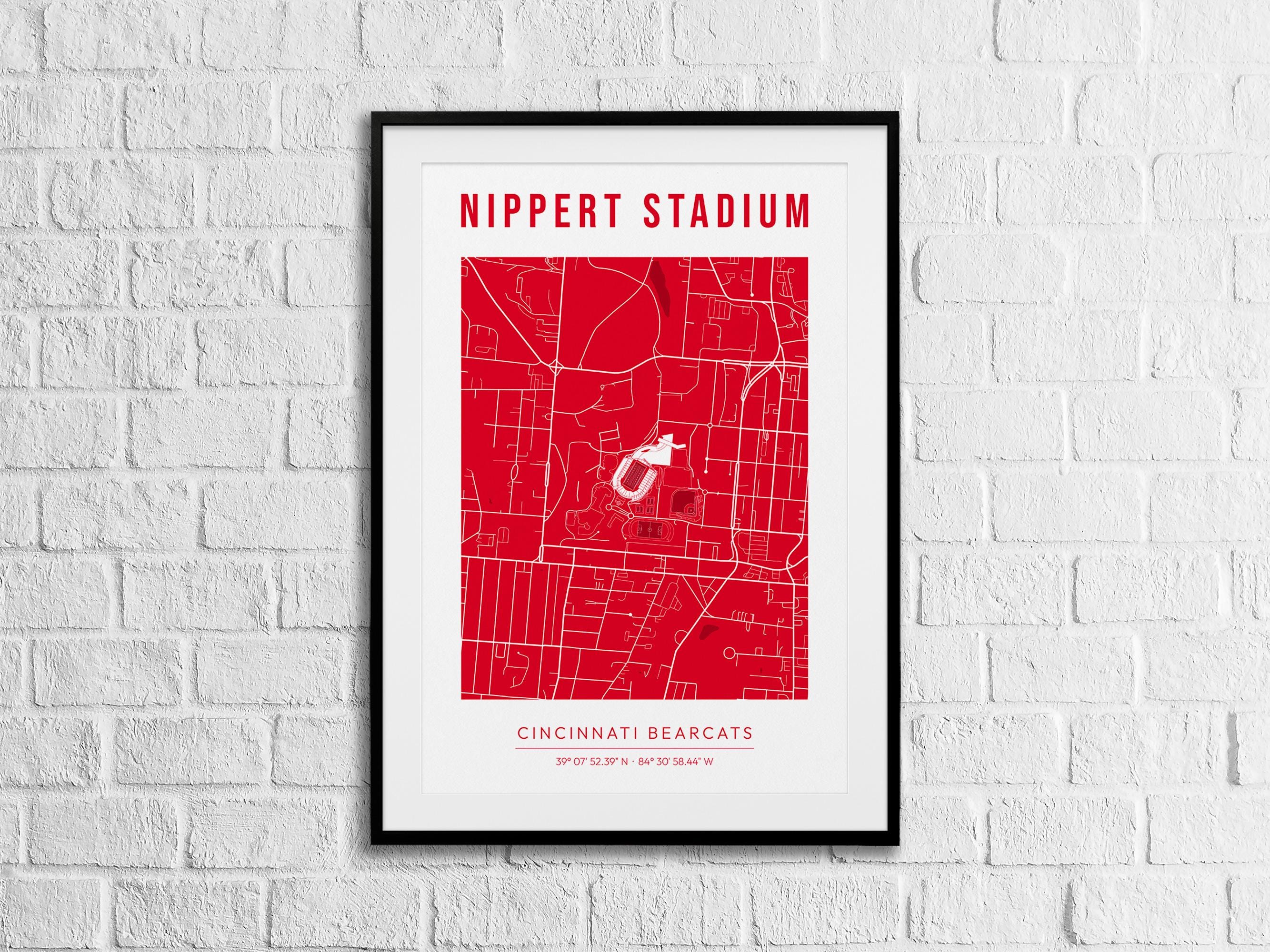 Nippert Stadium Map Poster, Cincinnati Bearcats Stadium Map Print ...