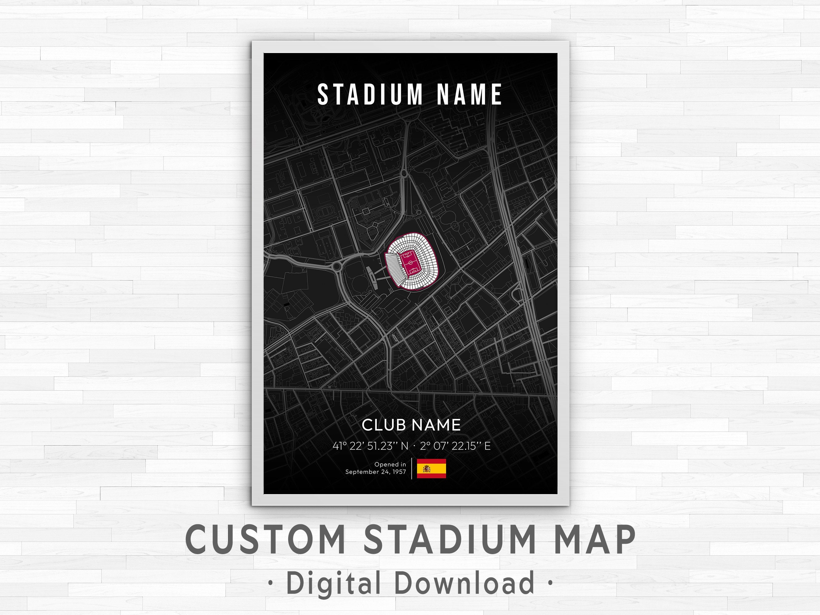 Custom Stadium Map Poster, Custom Stadium Print, Football Map Poster ...