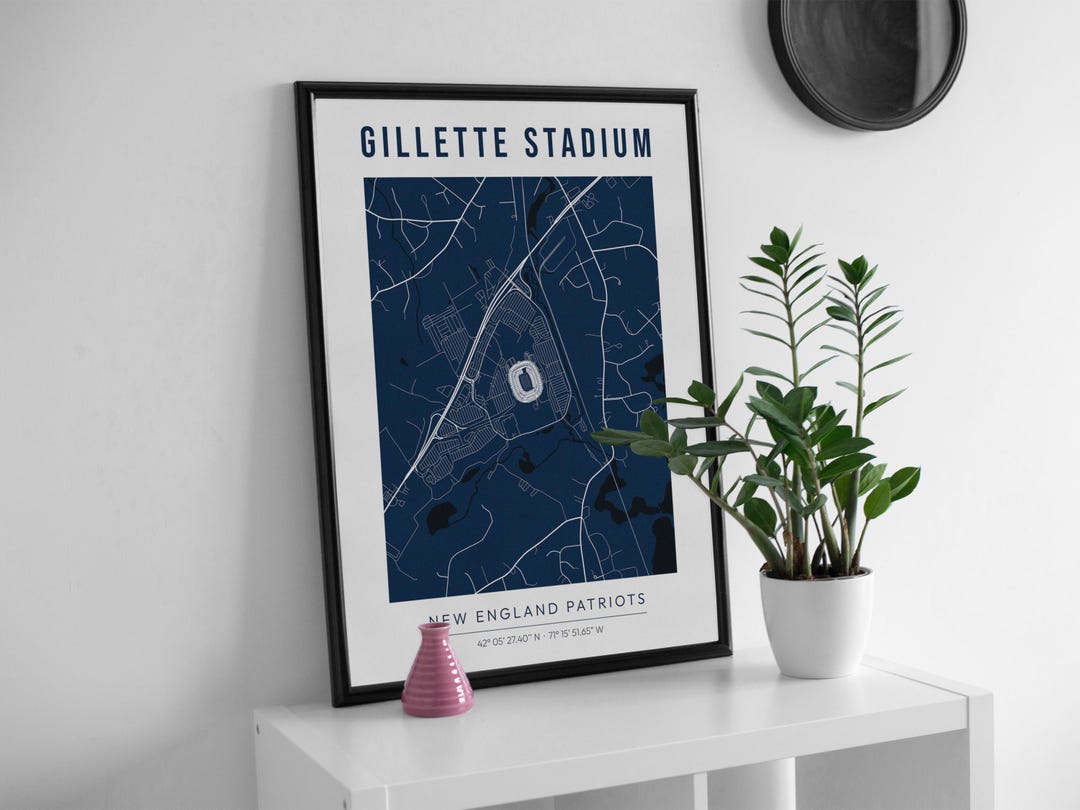 Gillette Stadium Map Art Print, New England Patriots Football Gift ...