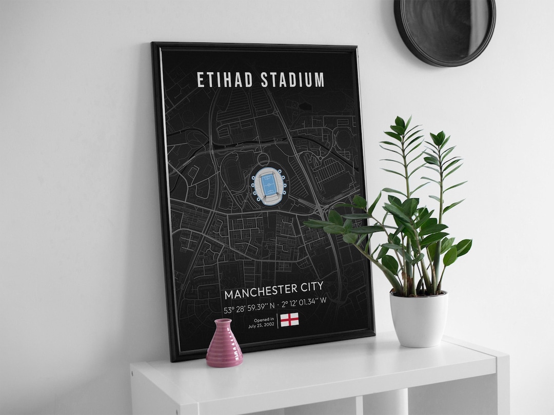Etihad Stadium Map Poster, Manchester City Stadium Map Print, Football ...