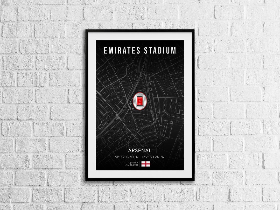 Emirates Stadium Map Poster, Arsenal Stadium Map Print, Football Map ...