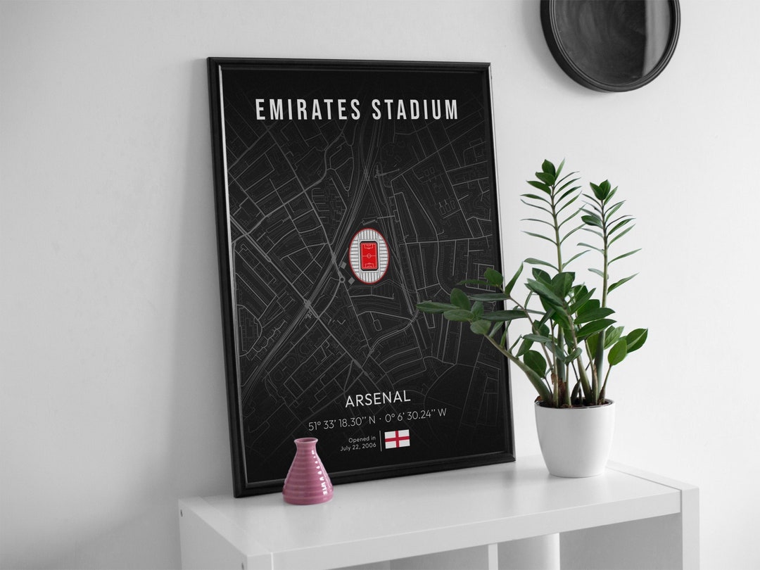 Emirates Stadium Map Poster, Arsenal Stadium Map Print, Football Map ...