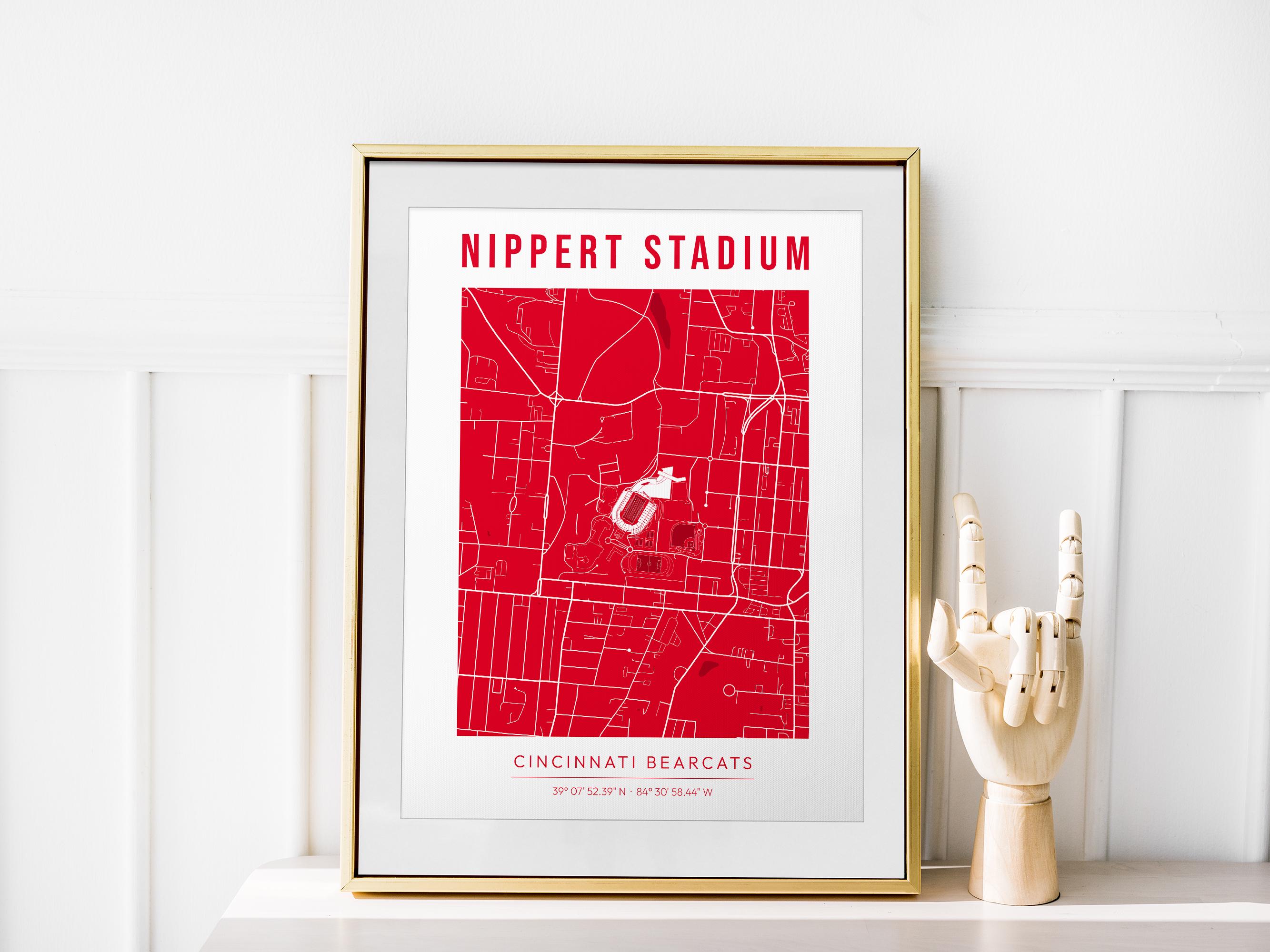 Nippert Stadium Map Poster, Cincinnati Bearcats Stadium Map Print ...