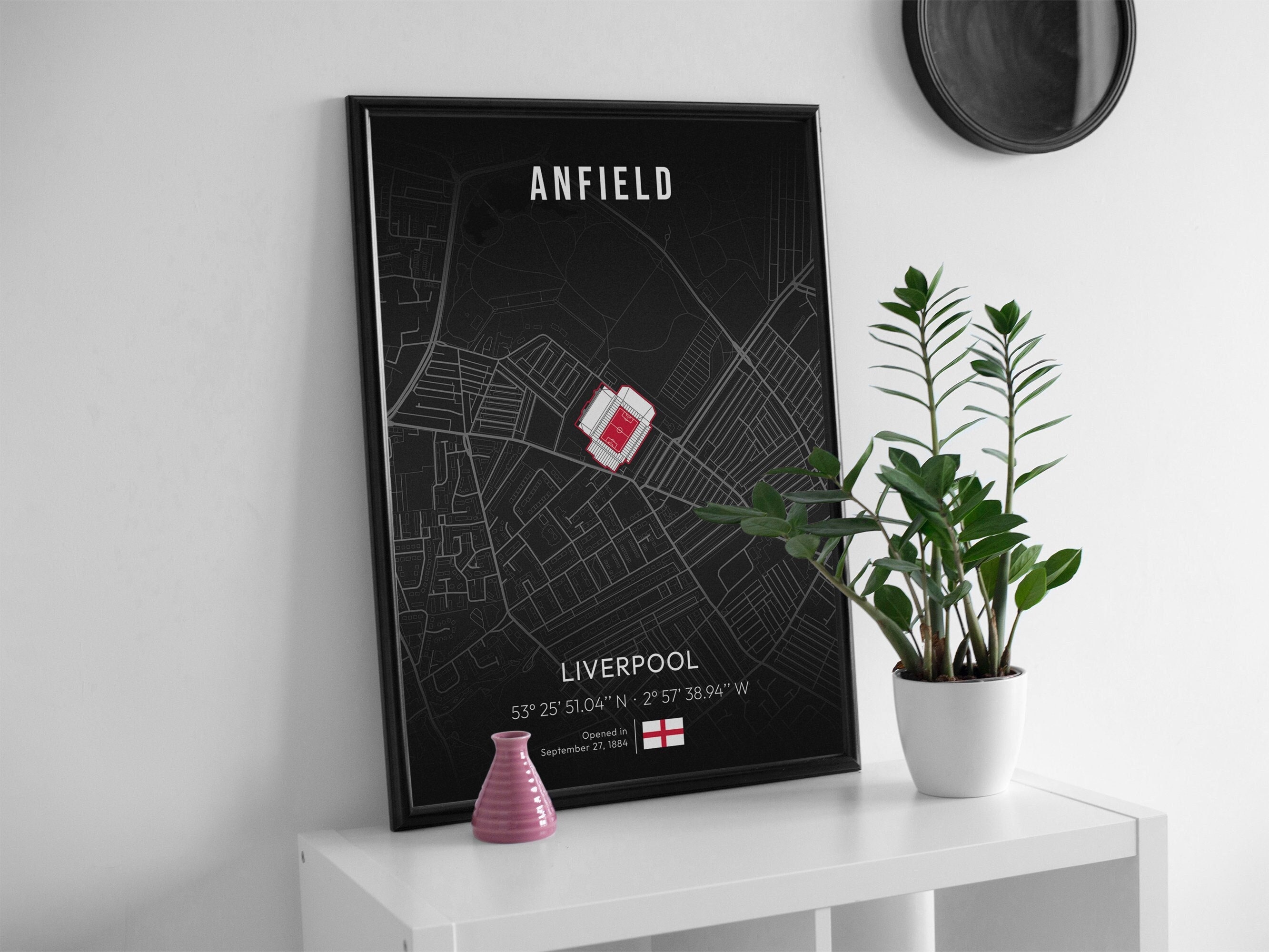 Anfield Stadium Map Poster, Liverpool Stadium Map Print, Football Map ...