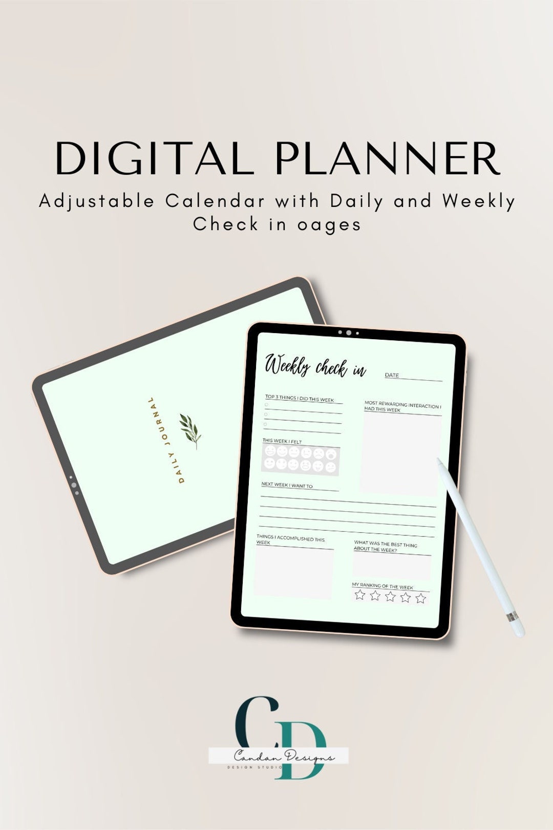 Mint Green Minimalist Planner, Daily Planner, Weekly Planner ...